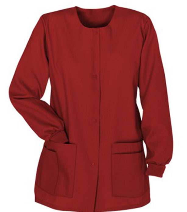 Stretch Scrub Jacket 4-Pocket ( angled pockets ) solid ladies Full sle ...