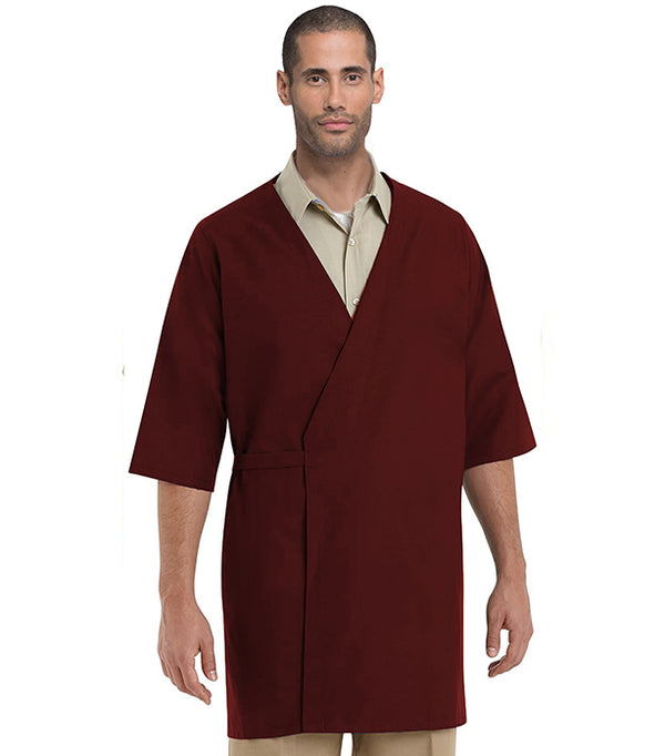 Poplin Unisex Collarless Butcher's Wrap with back tie able, without po ...